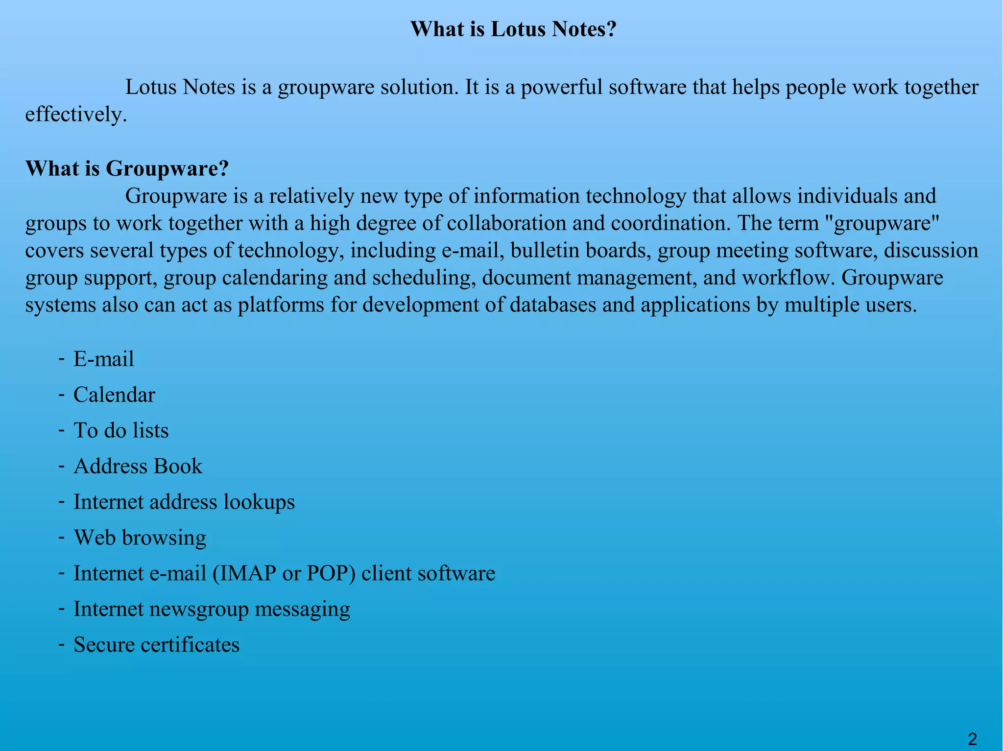 Lotus Notes Basics | PPT