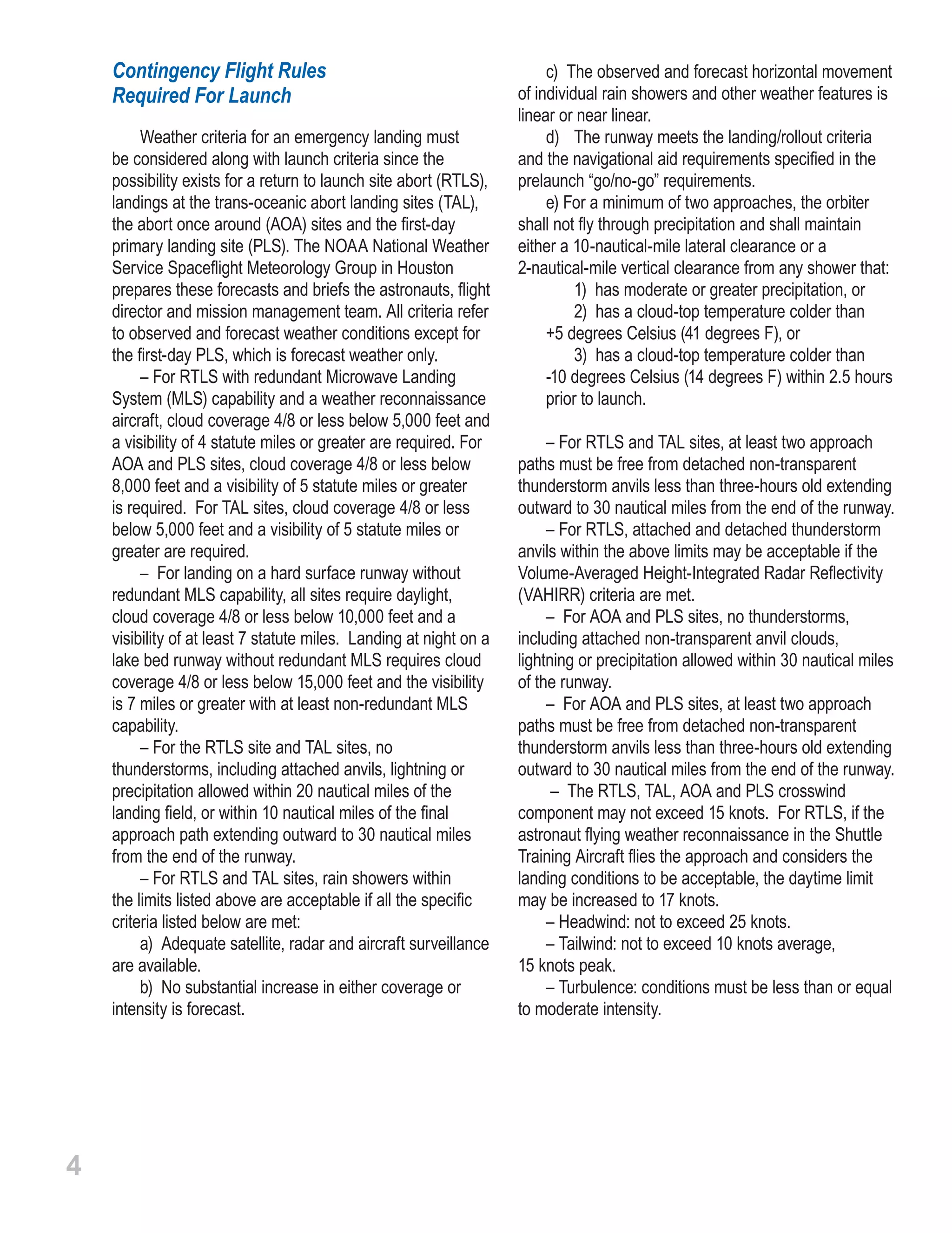 Space Shuttle Launch and Landing Weather Rules | PDF