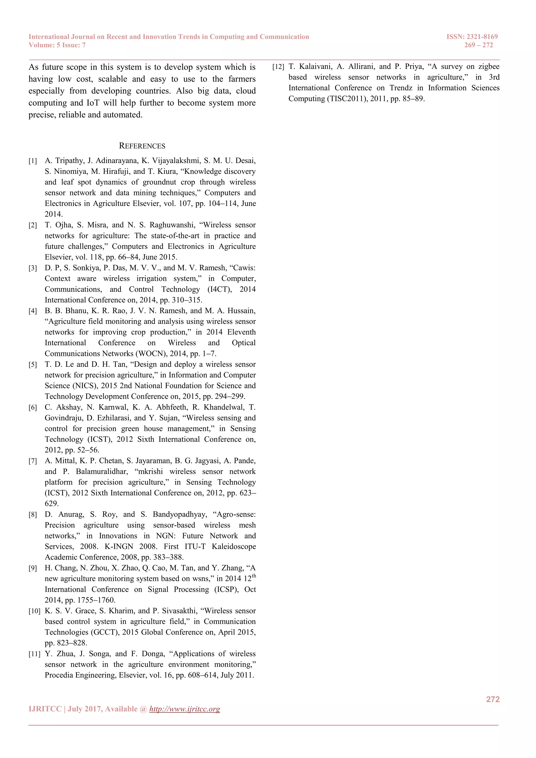 A Survey On Wireless Sensor Network For Agriculture Pdf