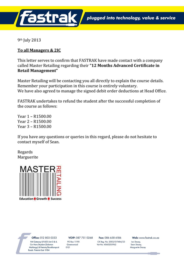 Fastrak - Master Retailing | PDF | Business | Business and Finance