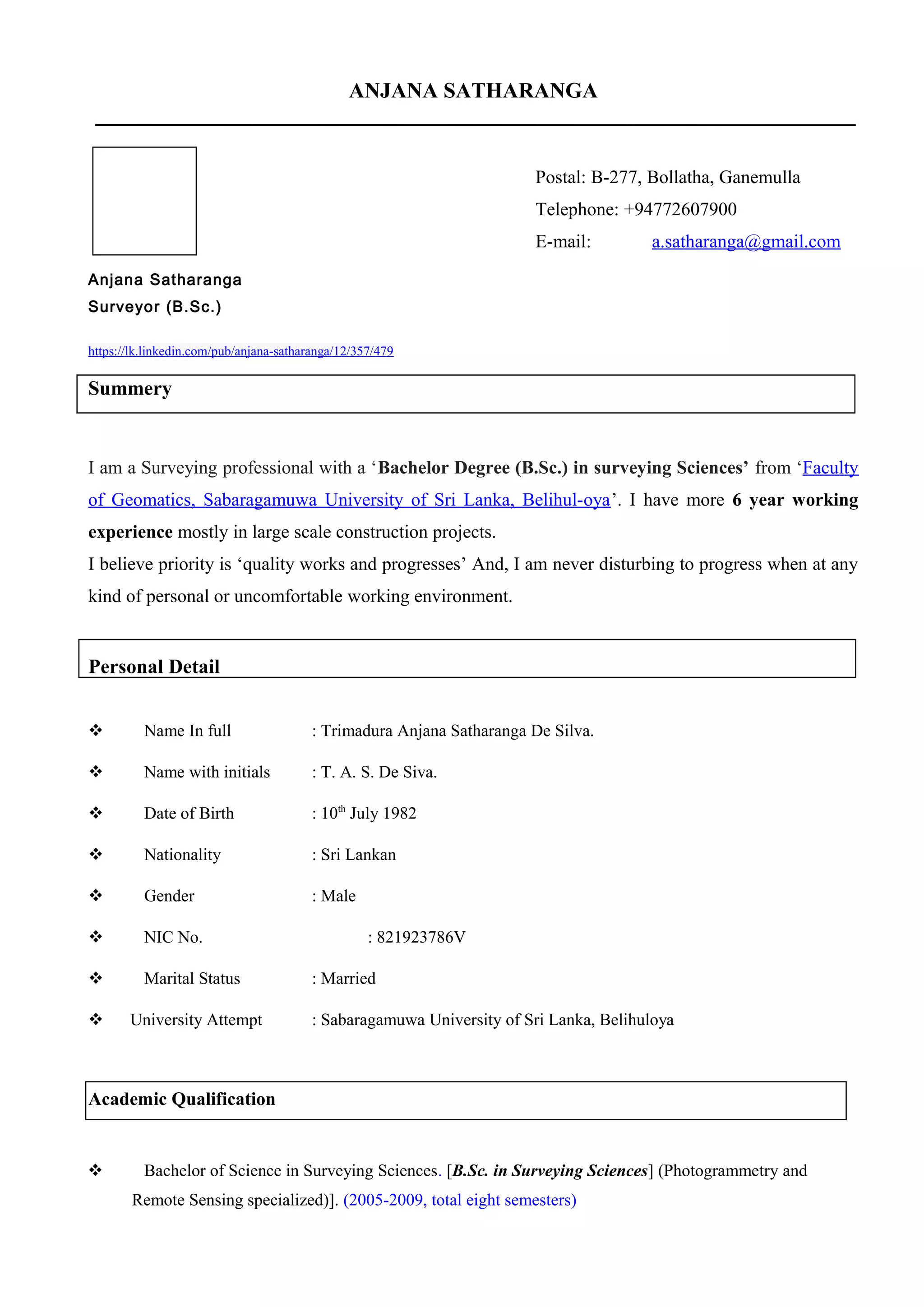 Anjana Satharanga-Surveyor | PDF