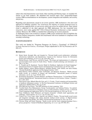 INTEGRATED, RELIABLE AND CLOUD-BASED PERSONAL HEALTH RECORD: A SCOPING ...