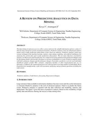 A REVIEW ON PREDICTIVE ANALYTICS IN DATA MINING | PDF