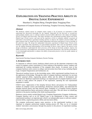 EXPLORATION ON TRAINING PRACTICE ABILITY IN DIGITAL LOGIC EXPERIMENT | PDF