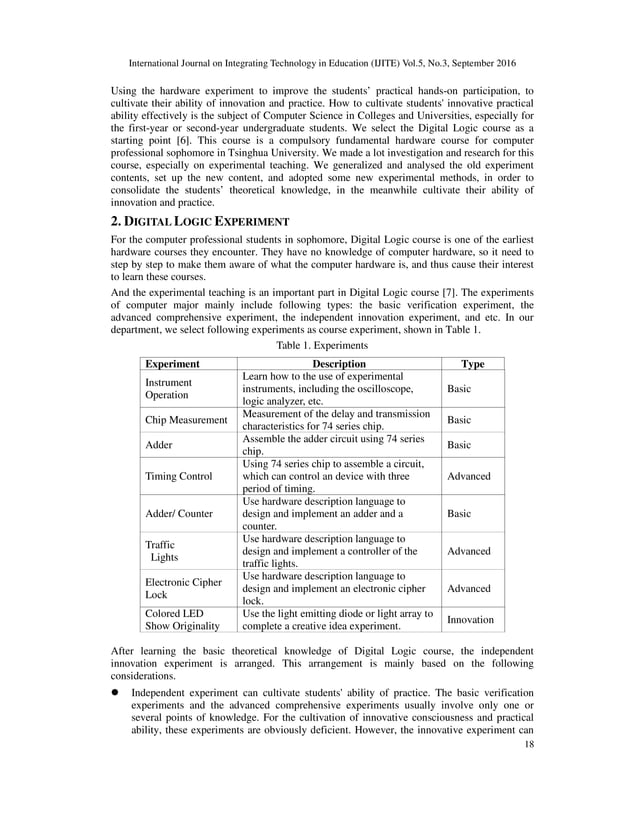 EXPLORATION ON TRAINING PRACTICE ABILITY IN DIGITAL LOGIC EXPERIMENT | PDF