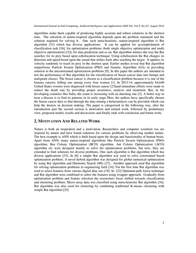 A Binary Bat Inspired Algorithm For The Classification Of Breast Cancer Data Pdf