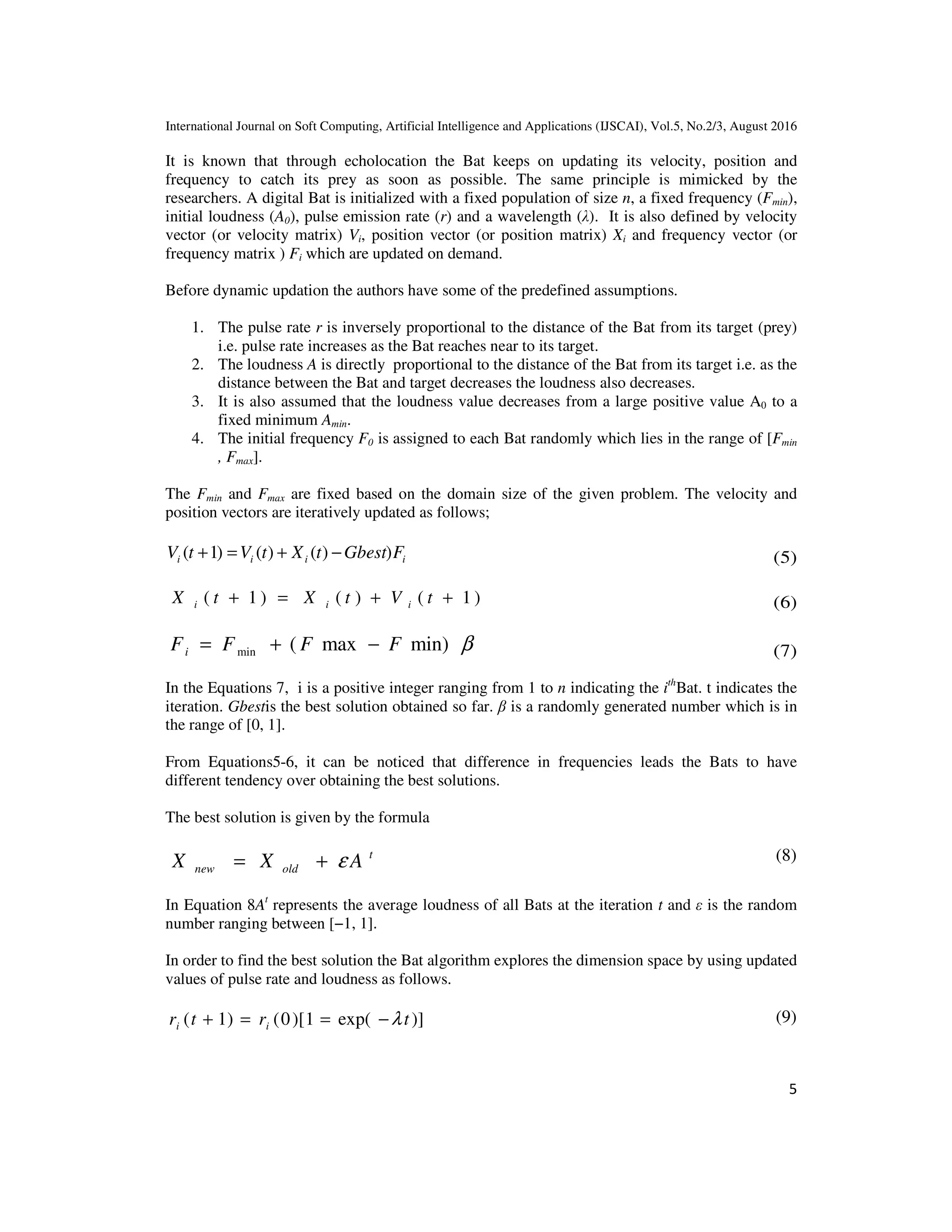 A BINARY BAT INSPIRED ALGORITHM FOR THE CLASSIFICATION OF BREAST CANCER ...