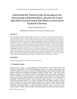 CRITICISMS OF THE FUTURE AVAILABILITY IN SUSTAINABLE GENDER GOAL ...