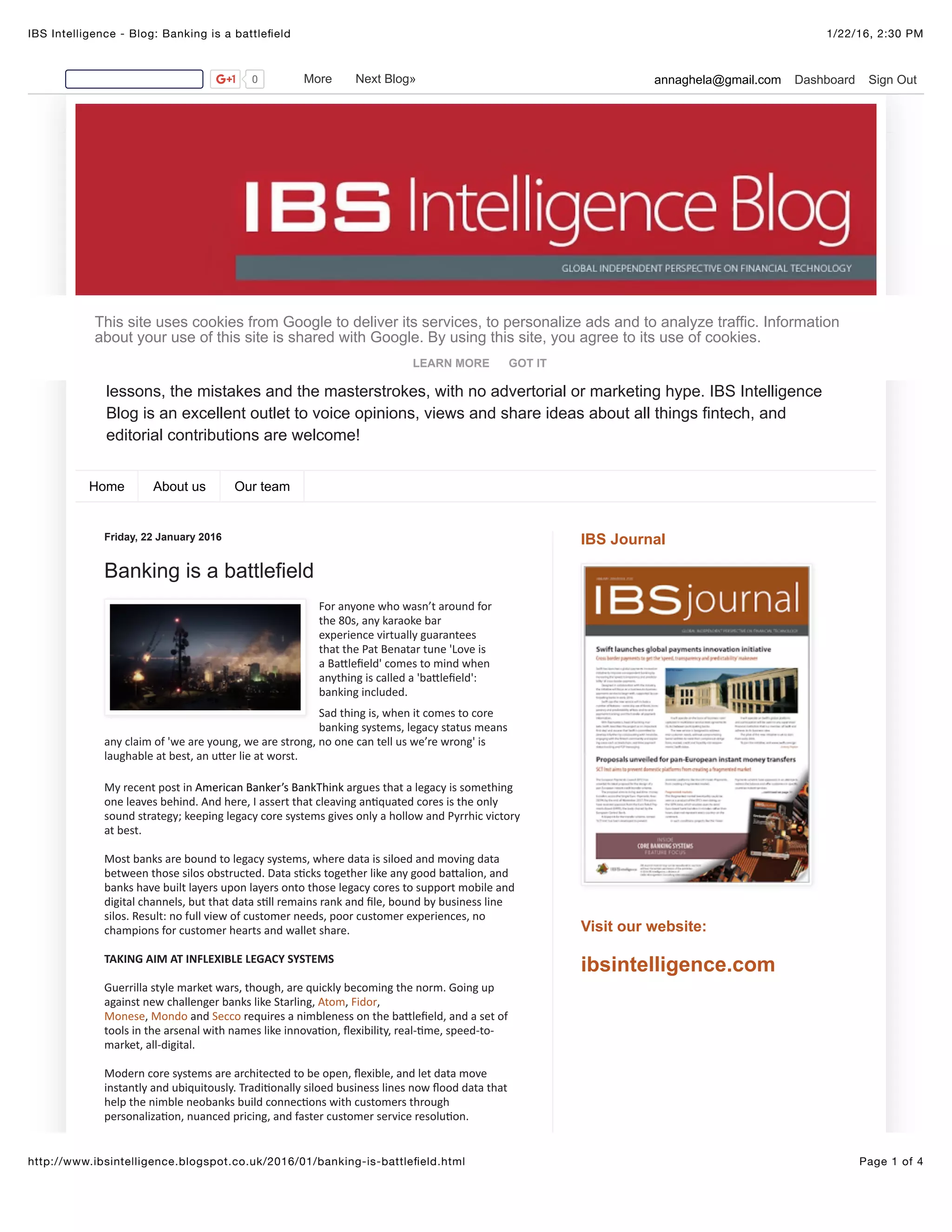 IBS Intelligence - Blog: Banking is a battlefield | PDF | Business ...