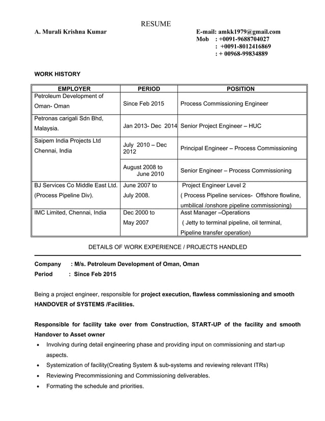 Resume Murali 1 | PDF