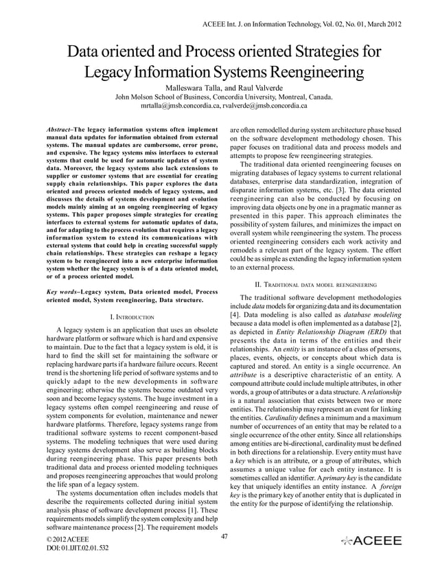 Data oriented and Process oriented Strategies for Legacy Information Systems Reengineering | PDF