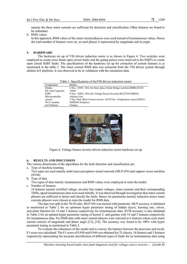 Machine Learning Based Multi Class Fault Diagnosis Tool For Voltage Source Inverter Driven
