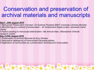 Conservation and_preservation of archival materials and manuscrip | PPT