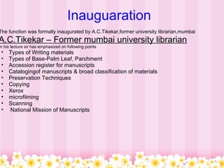 Conservation and_preservation of archival materials and manuscrip | PPT