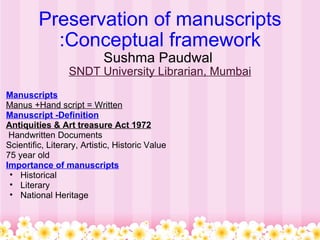 Conservation and_preservation of archival materials and manuscrip | PPT