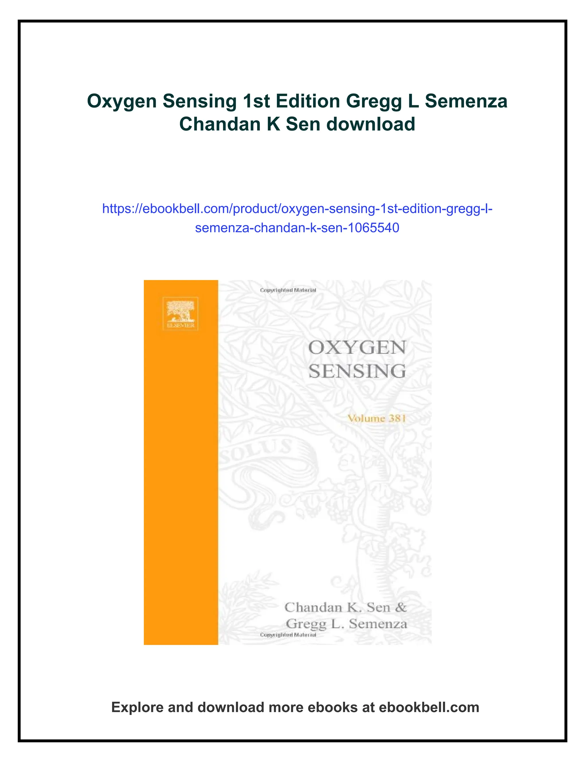 Oxygen Sensing 1st Edition Gregg L Semenza Chandan K Sen | PDF