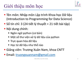 BÀI GIẢNG NHẬP MÔN LẬP TRÌNH KHOA HỌC DỮ LIỆU | PDF