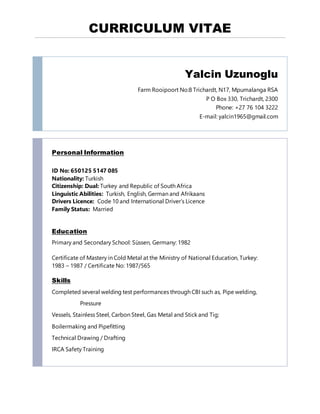Yalcin CV | DOCX | Careers