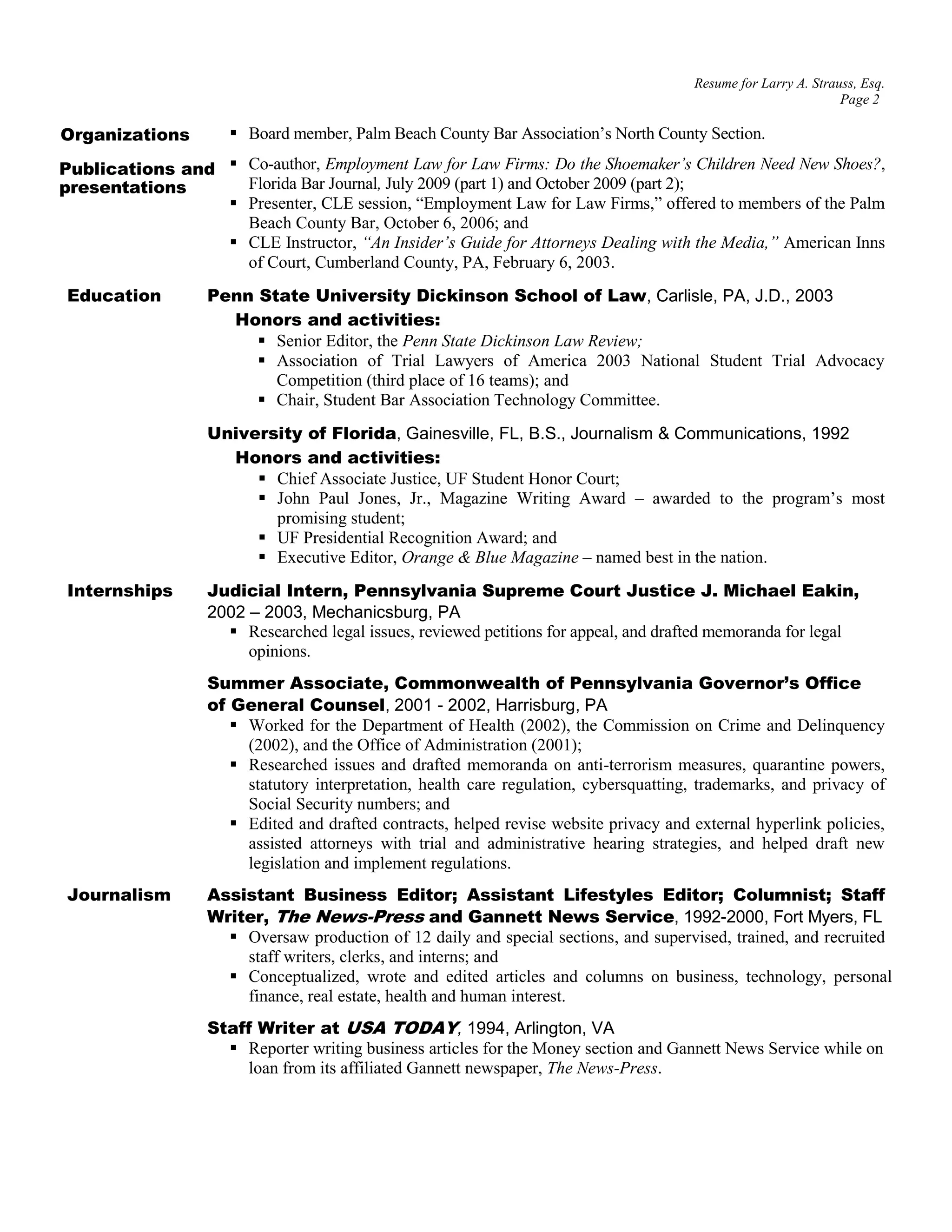 Larry Strauss's resume2 | PDF
