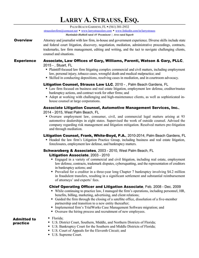 Larry Strauss's resume2 | PDF | Legal Services Industry | Industries