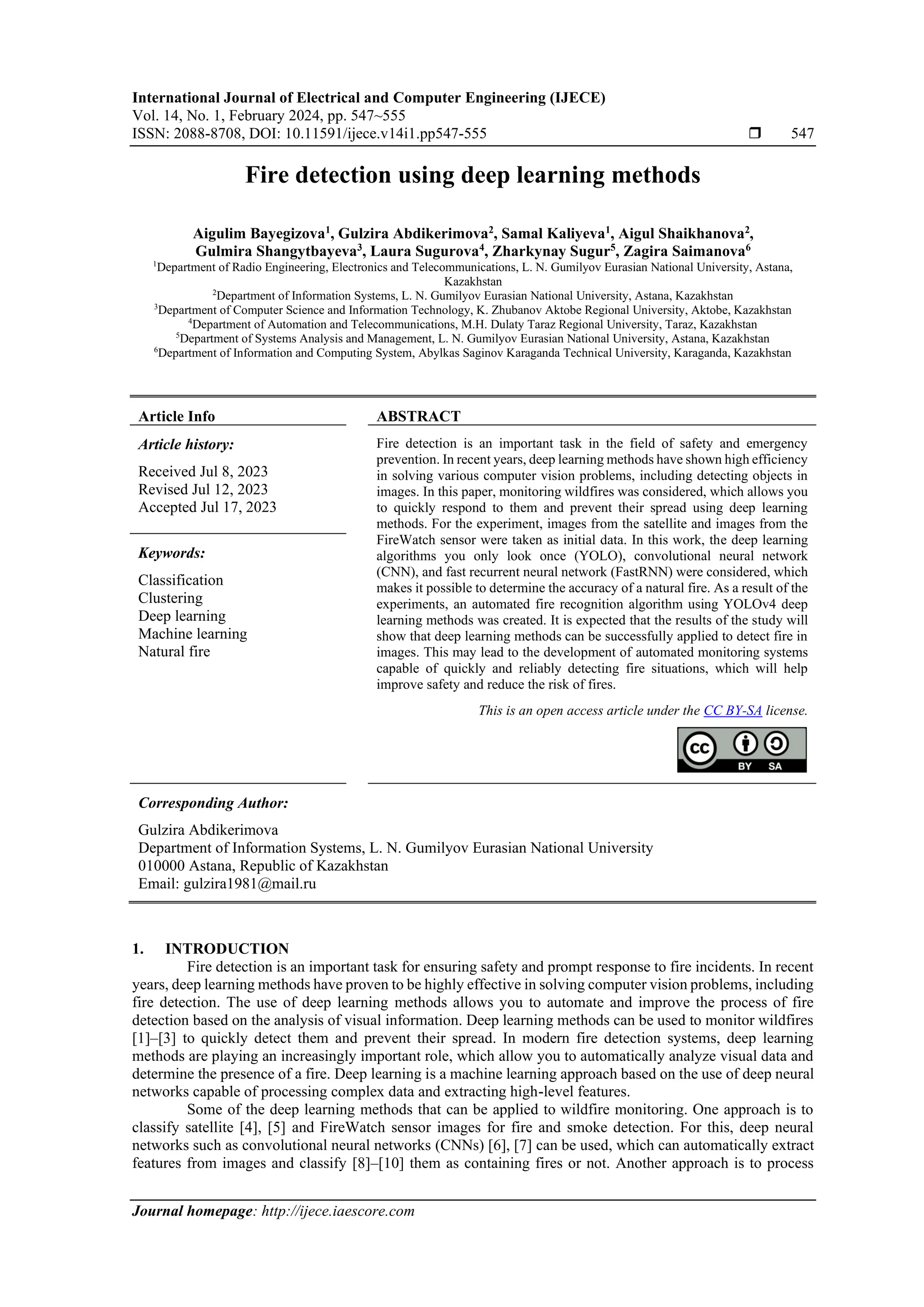 Fire Detection Using Deep Learning Methods Pdf