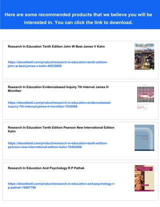 Research In Education 4th James H Mcmillan | PDF