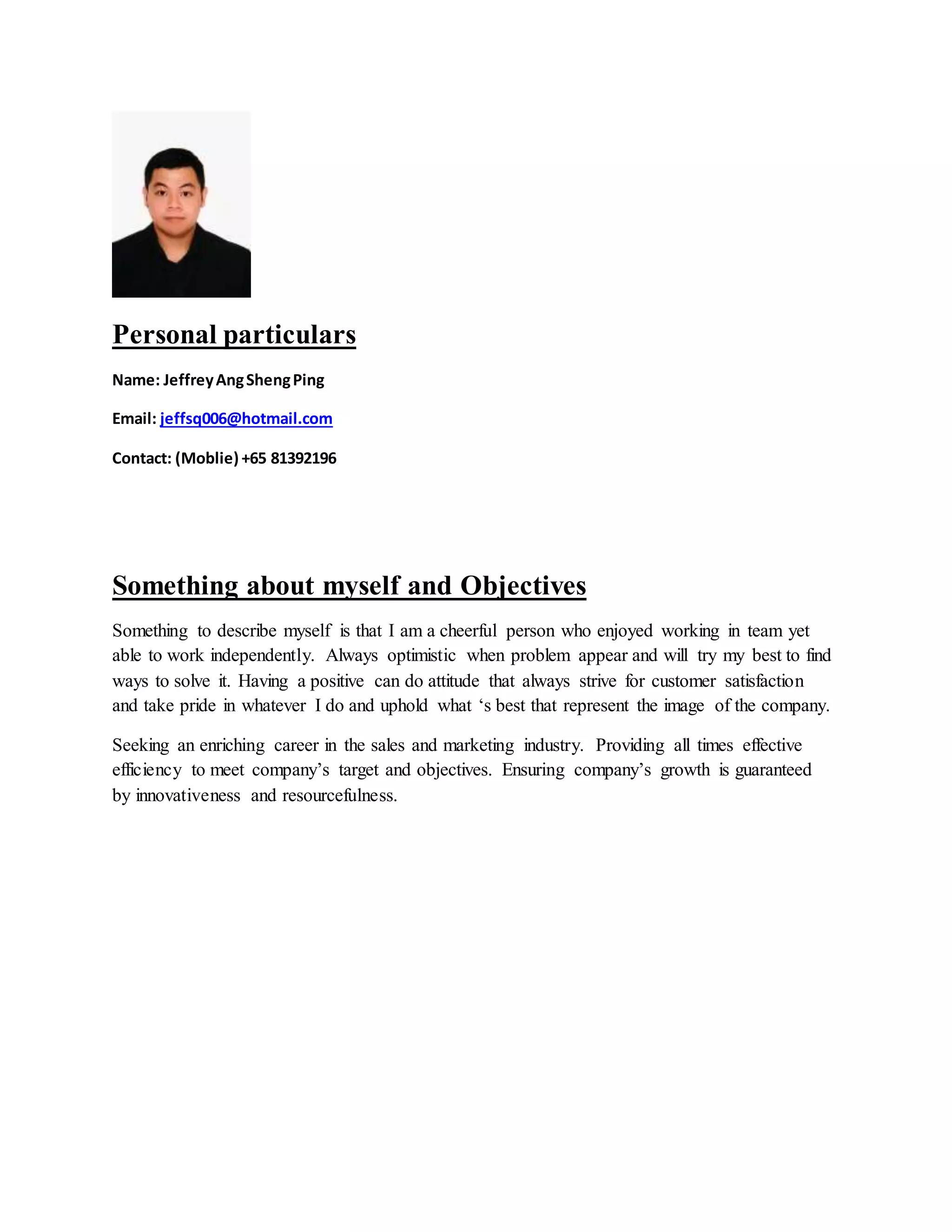 Jeffrey Ang Sheng Ping_Resume_2016 | PDF