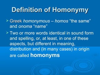 Homonyms | PPT