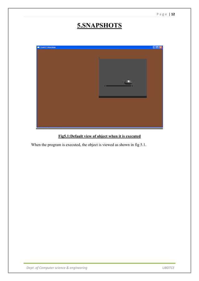 CG mini project | PDF | 3-D Graphics | Computer Software and Applications