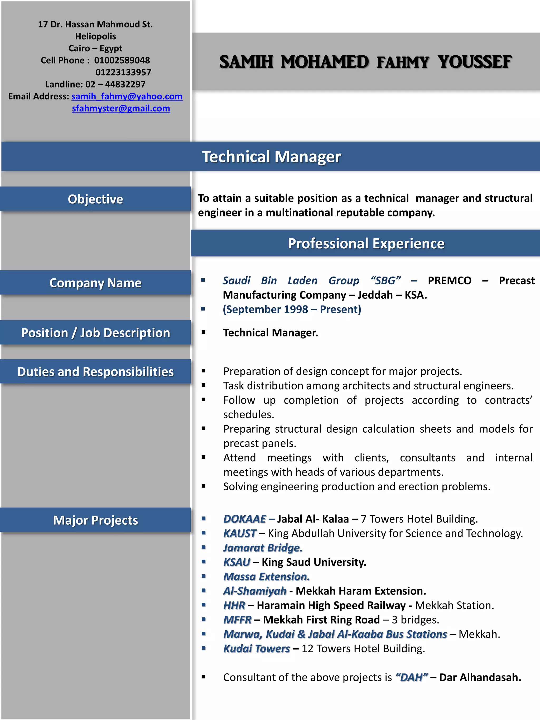Eng. Samih Fahmy Resume1 | PDF