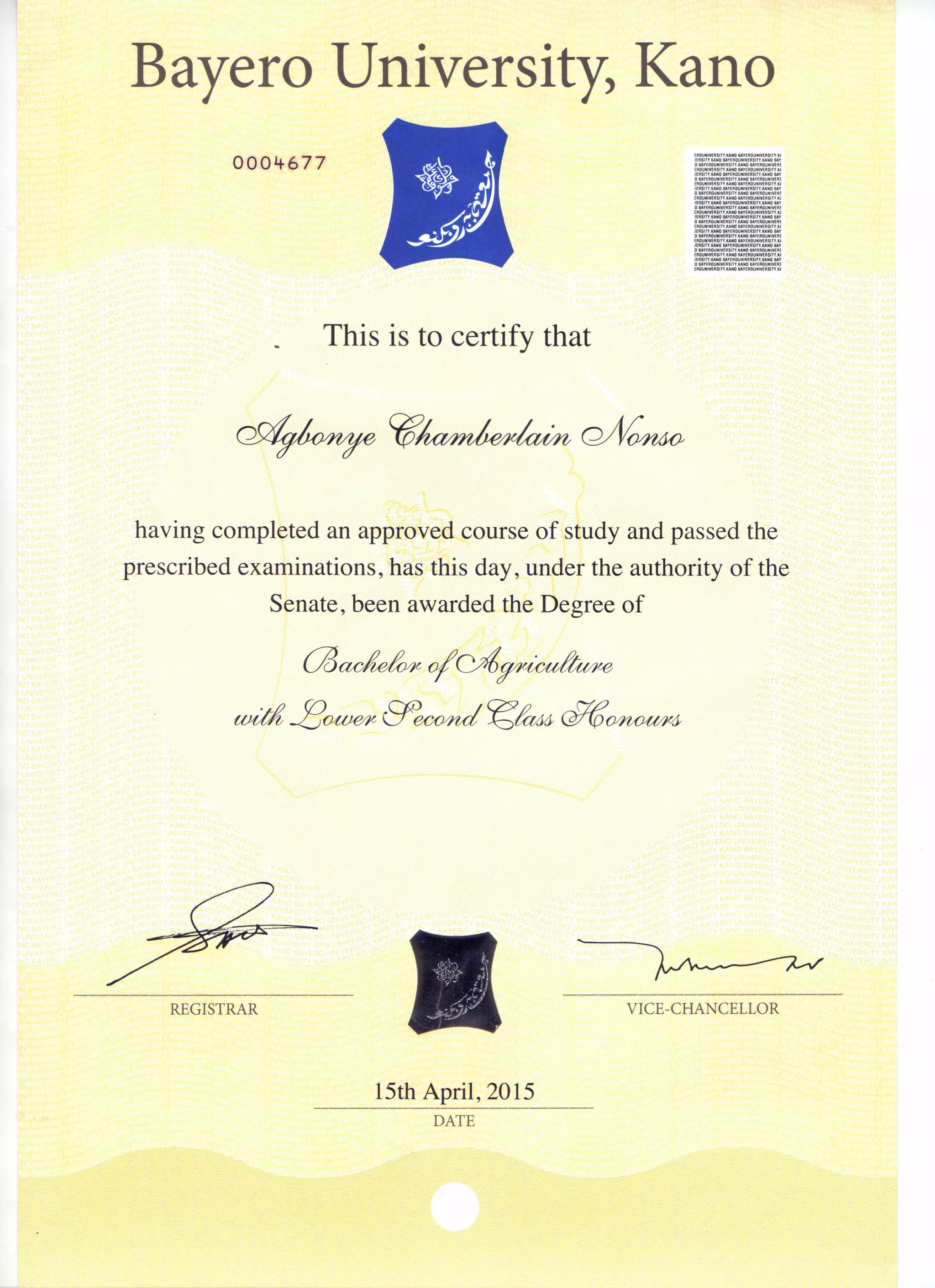 My BSc Certificate | PDF