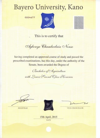 Bachelor Of Science Degree Certificate