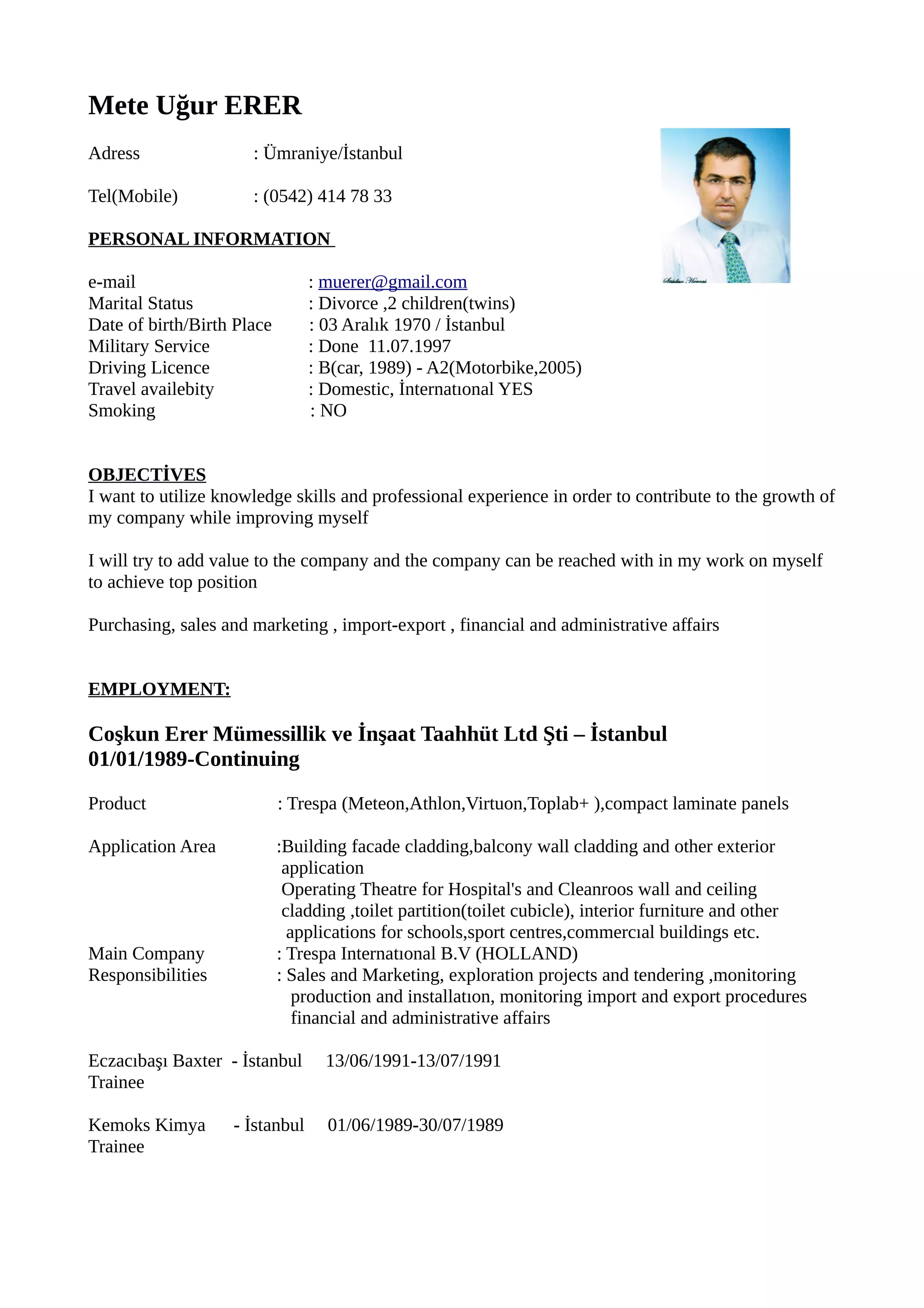METE ERER CV2015 ING | PDF | Business | Business and Finance
