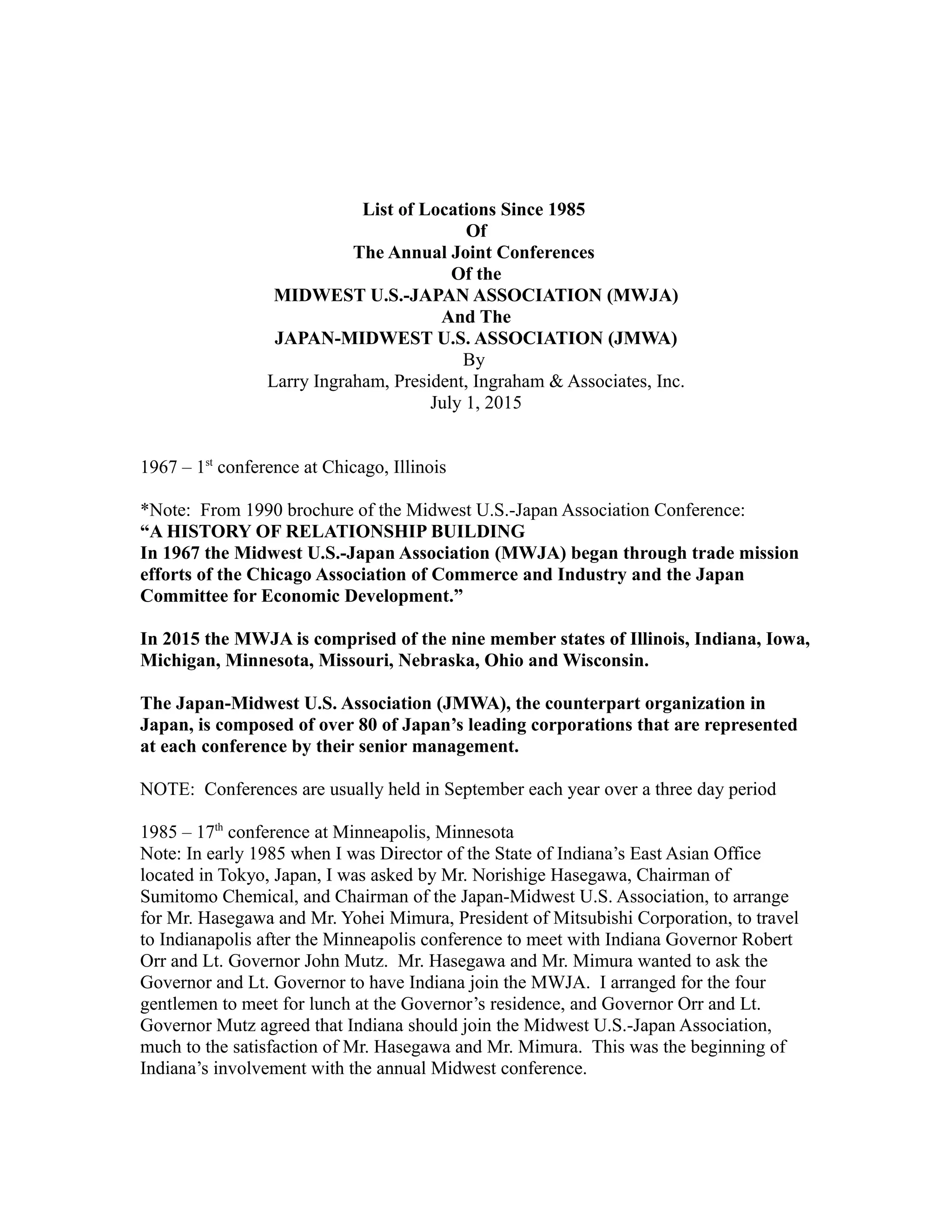 MWJA conferences list | RTF