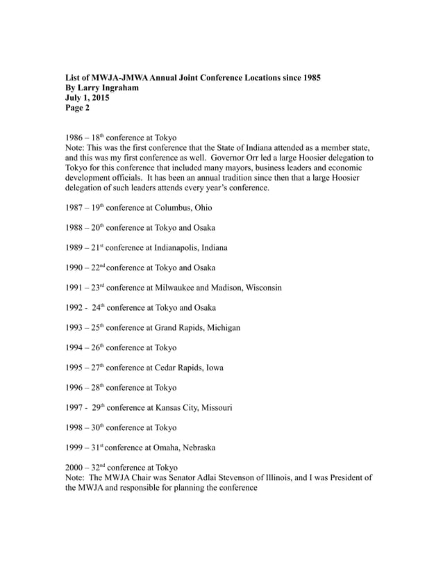 MWJA conferences list | RTF