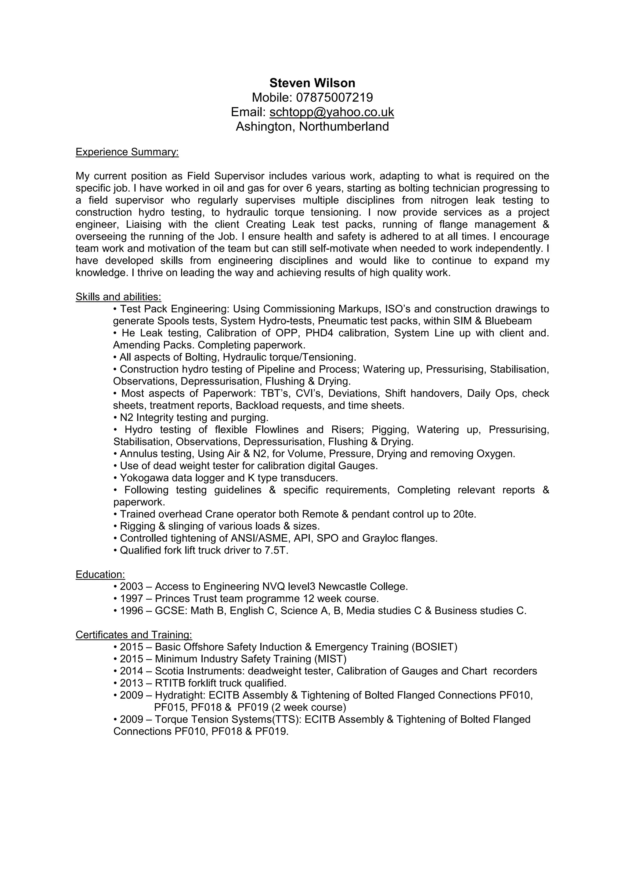 Steven Wilson CV New | PDF