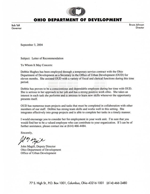 Office of Urban Development Letter of Recommendation | PDF | Business ...
