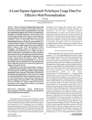 A Least Square Approach ToAnlayze Usage Data For Effective Web Personalization | PDF