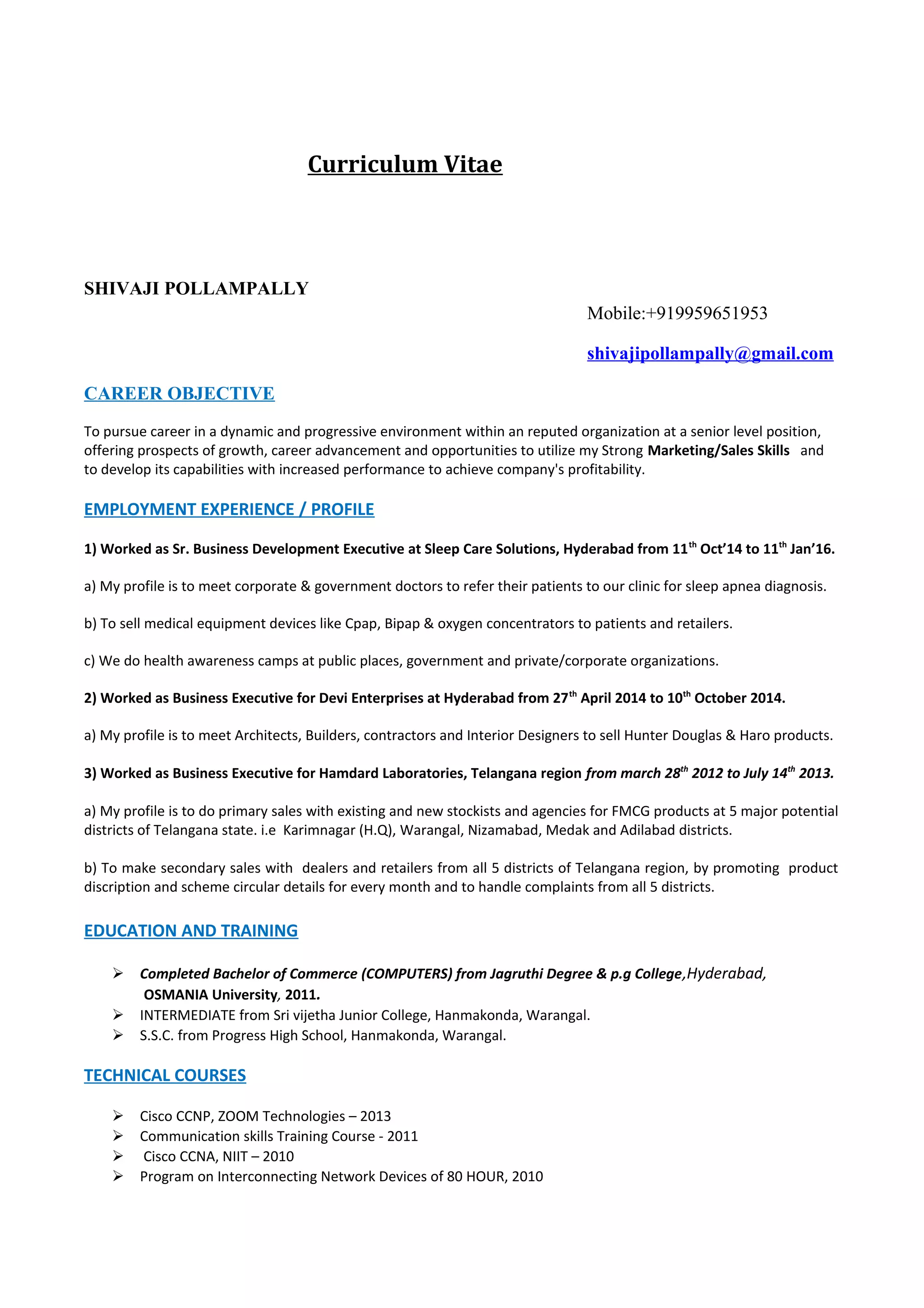 SHIVAJI'S Updated C.V'16 | DOC