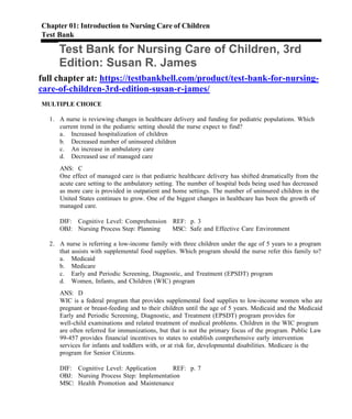 Test Bank for Nursing Care of Children, 3rd Edition: Susan R. James | PDF