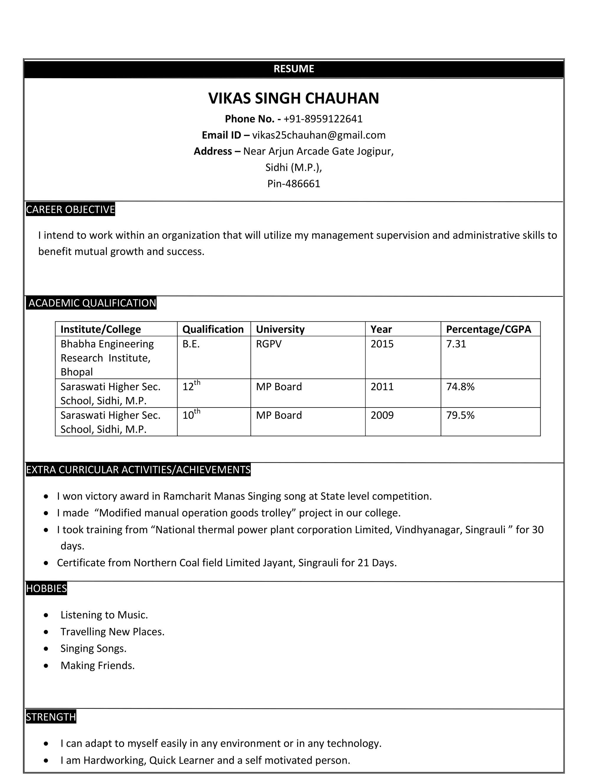 RESUME VIKAS (1) | PDF