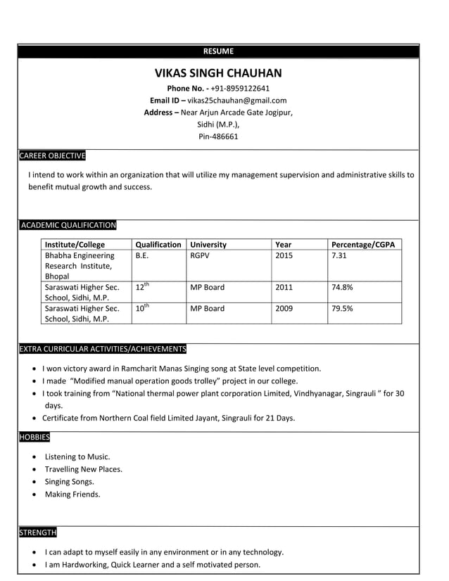 RESUME VIKAS (1) | PDF