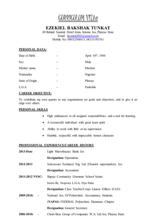 EZEKIEL BAKSHAK TUNKAT cv2 | PDF