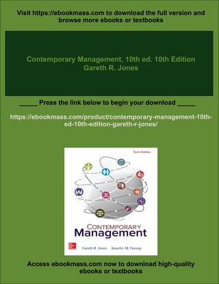 Contemporary Management, 10th ed. 10th Edition Gareth R. Jones | PDF