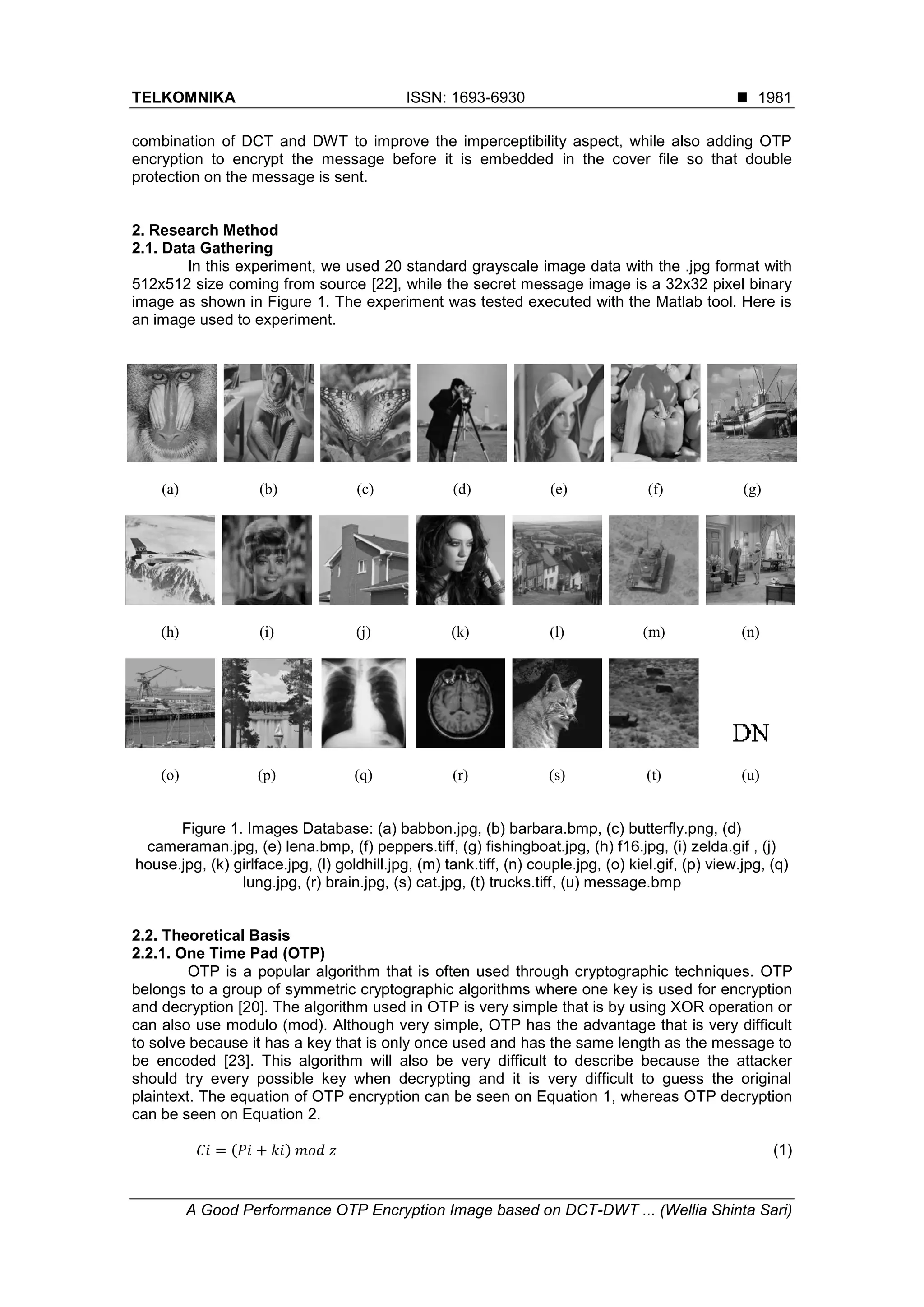 A Good Performance Otp Encryption Image Based On Dct Dwt Steganography Pdf