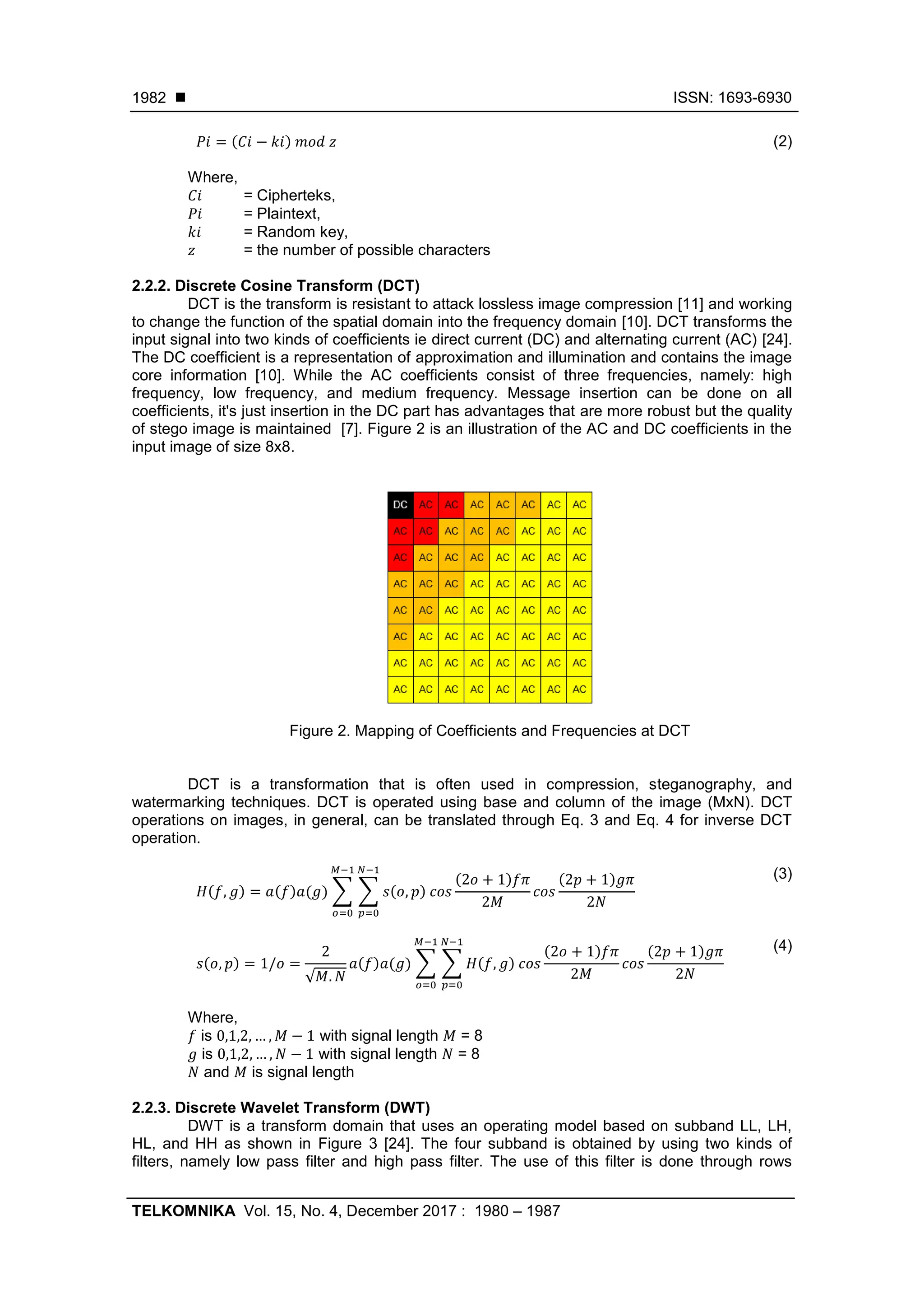 A Good Performance OTP Encryption Image based on DCT-DWT Steganography | PDF