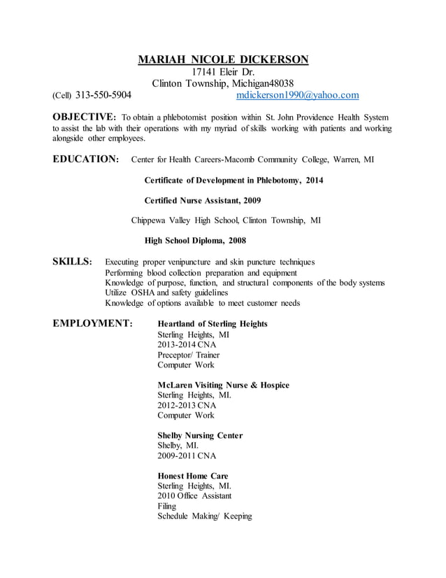 MARIAH NICOLE DICKERSON3 | DOCX | Medical Health