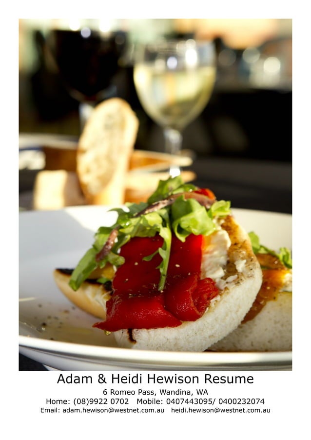 Adam& Heidi Hewison Resume | PDF | Dining Out | Food & Drink