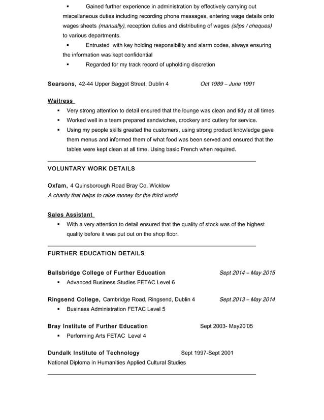 Siobhan CV Draft 3 Jobs Club | PDF