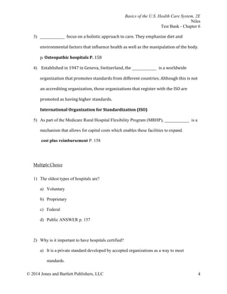 Basics of the U.S. Health Care System 2nd Edition Niles Test Bank | PDF